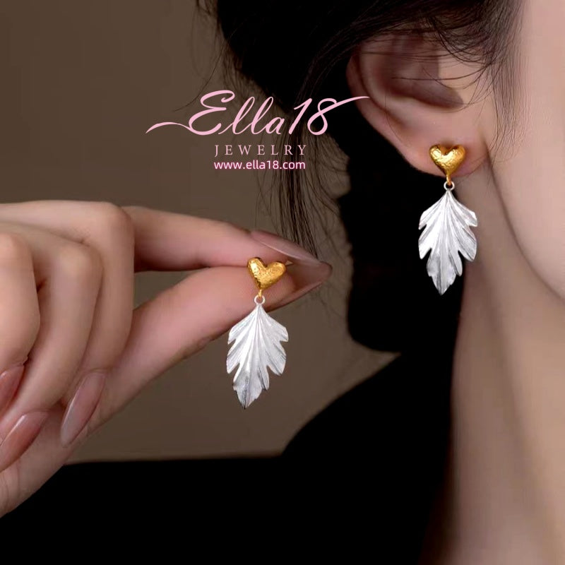 14K Gold-Plated 2025 Trendy Heart Gold Fishtail Earrings – Ella18