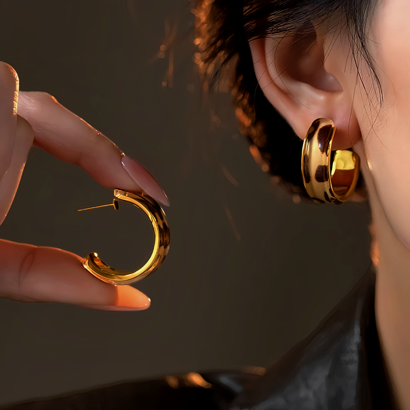 14K Gold-Plated Leopard Print C-Shaped Earrings – Ella18
