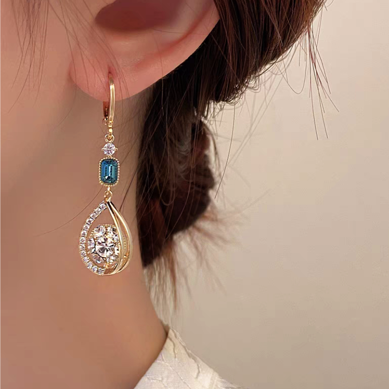 14K Gold-Plated Water Drop Super Glitter Drop Earrings – Ella18