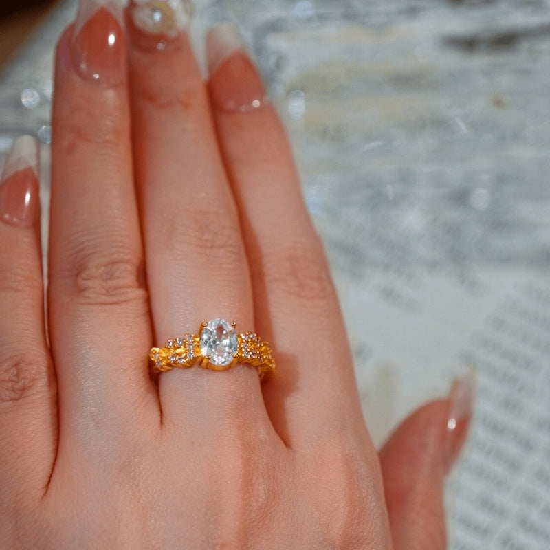 14K Gold Plated Adjustable Starry Sky Diamond Ring – Ella18