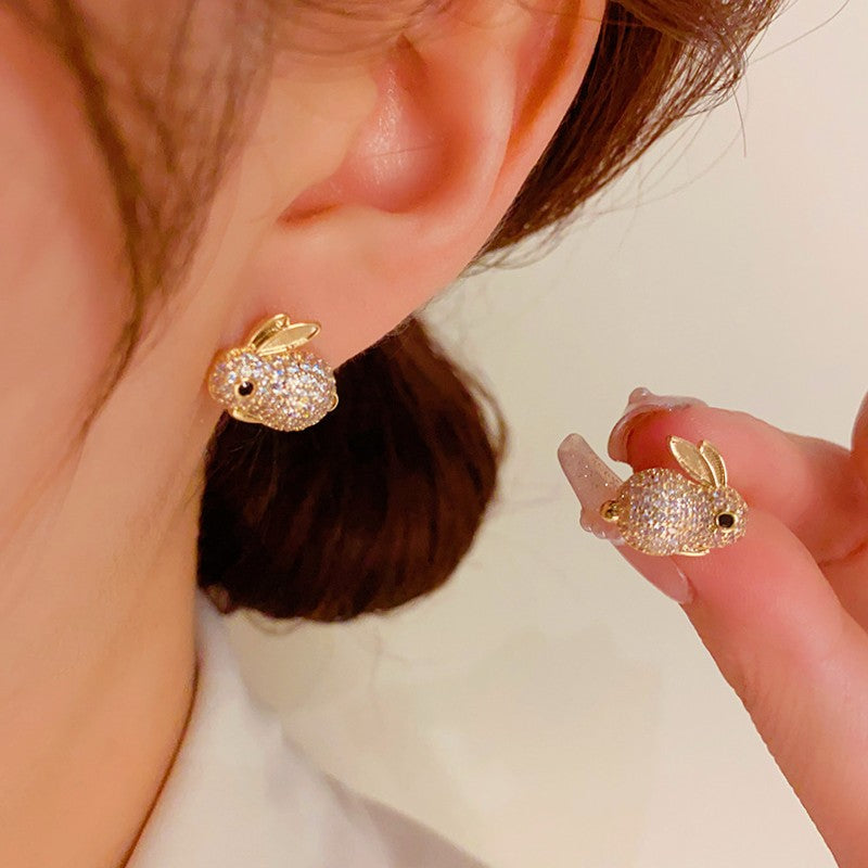 14K Gold Plated Rabbit Stud Earrings – Ella18